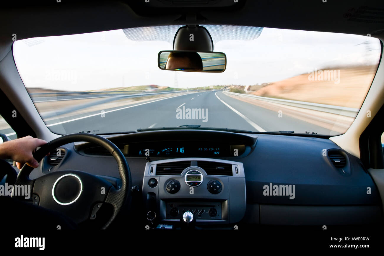 Inside car view at high speed Stock Photo - Alamy
