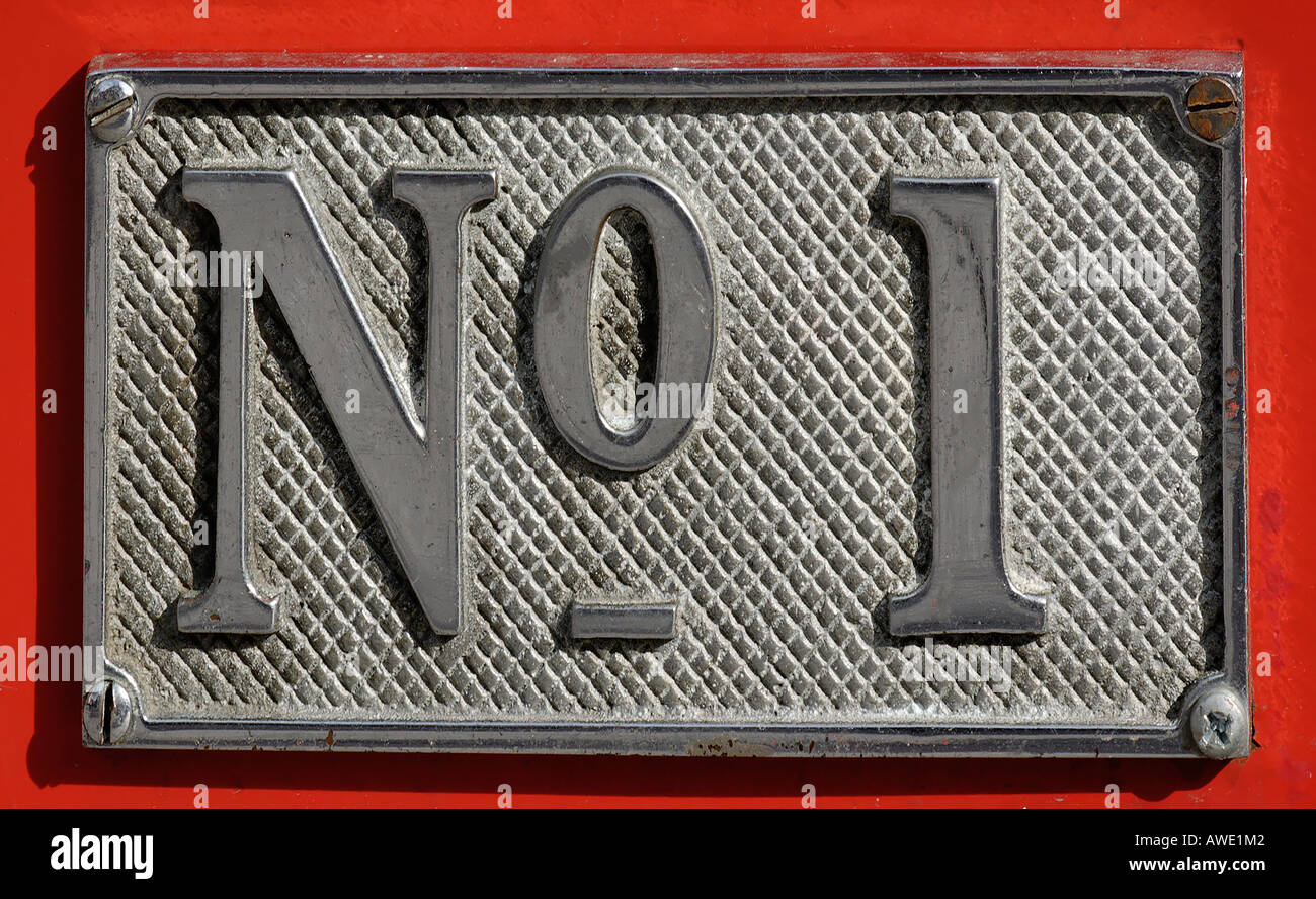 Plaque reading No 1 Stock Photo - Alamy