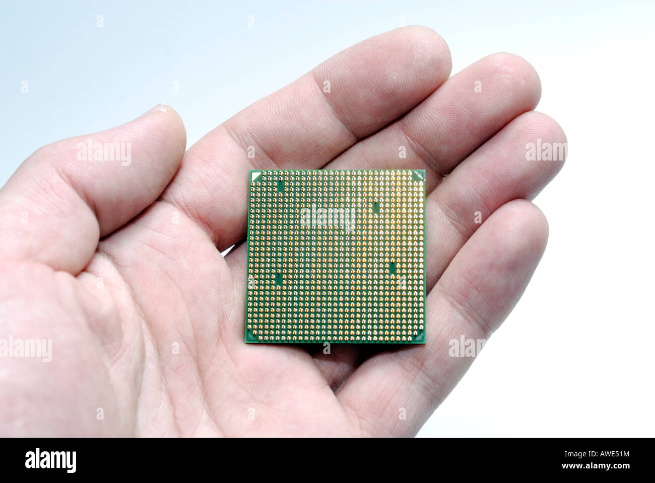 Computer processor detail close up in man hand Stock Photo - Alamy