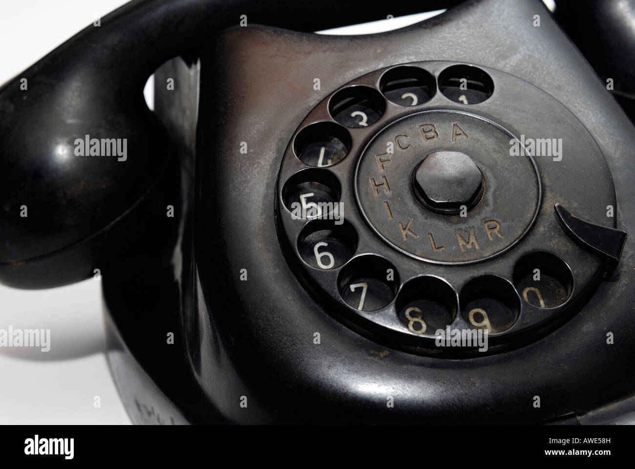 detail of black old vintage phone with letter digits Stock Photo - Alamy