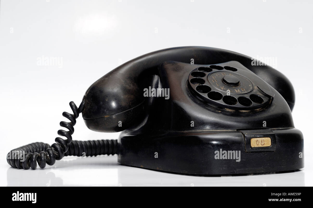 black old vintage phone with letter digits Stock Photo - Alamy