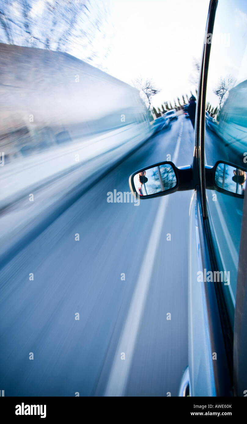 Abstract high speed blur from a car blue toned Stock Photo - Alamy