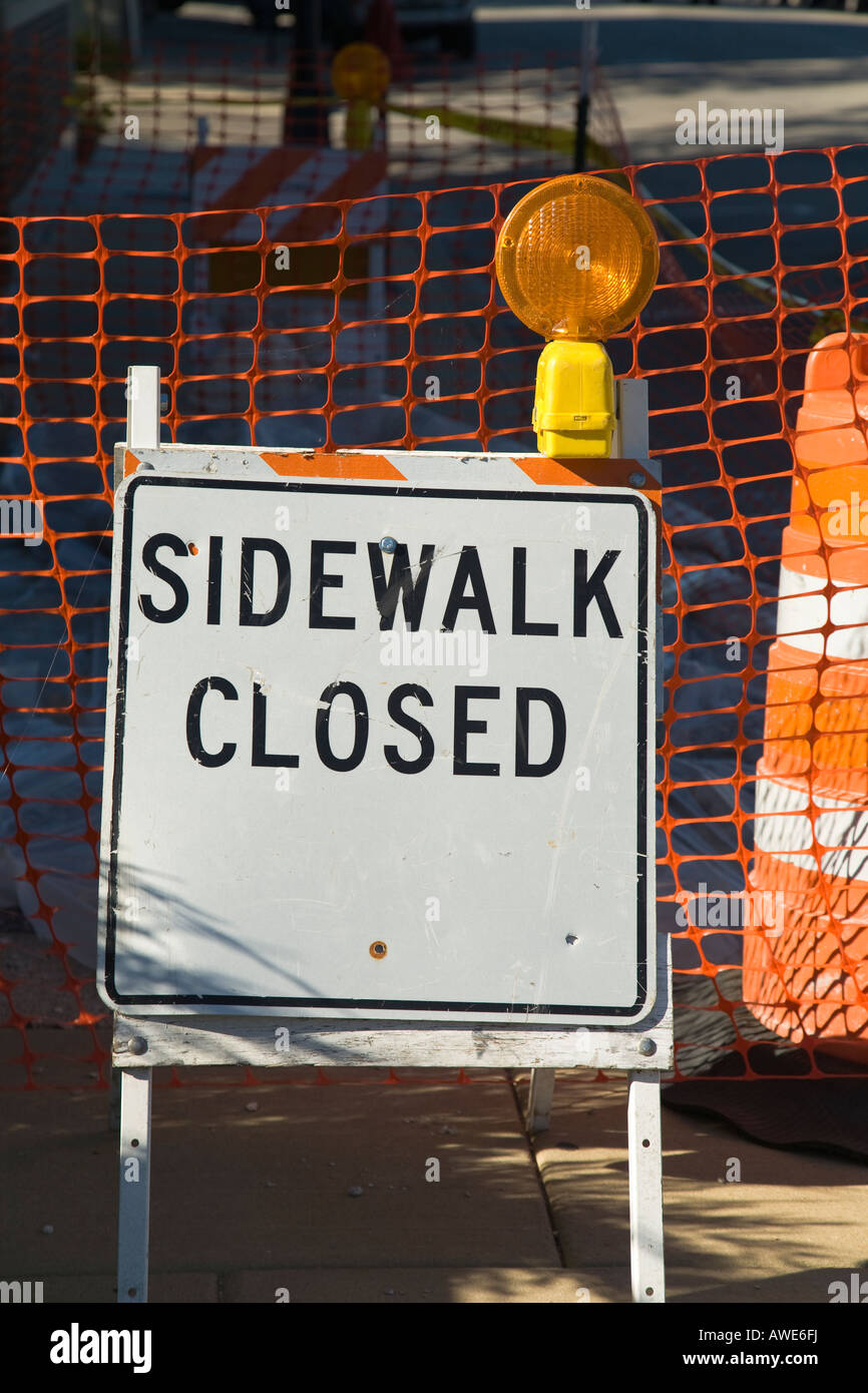 Orange Sidewalk Closed Sign High Resolution Stock Photography and ...