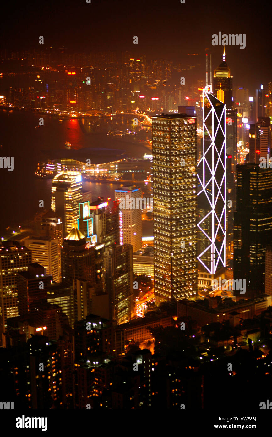 Central Hong Kong at night from Victoria Peak Stock Photo - Alamy