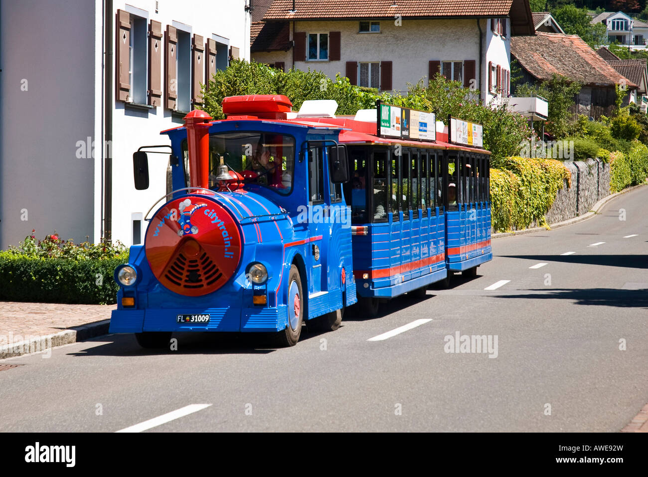 Tourist train, city sightseeing, Vaduz, Liechtenstein, Europe Stock ...