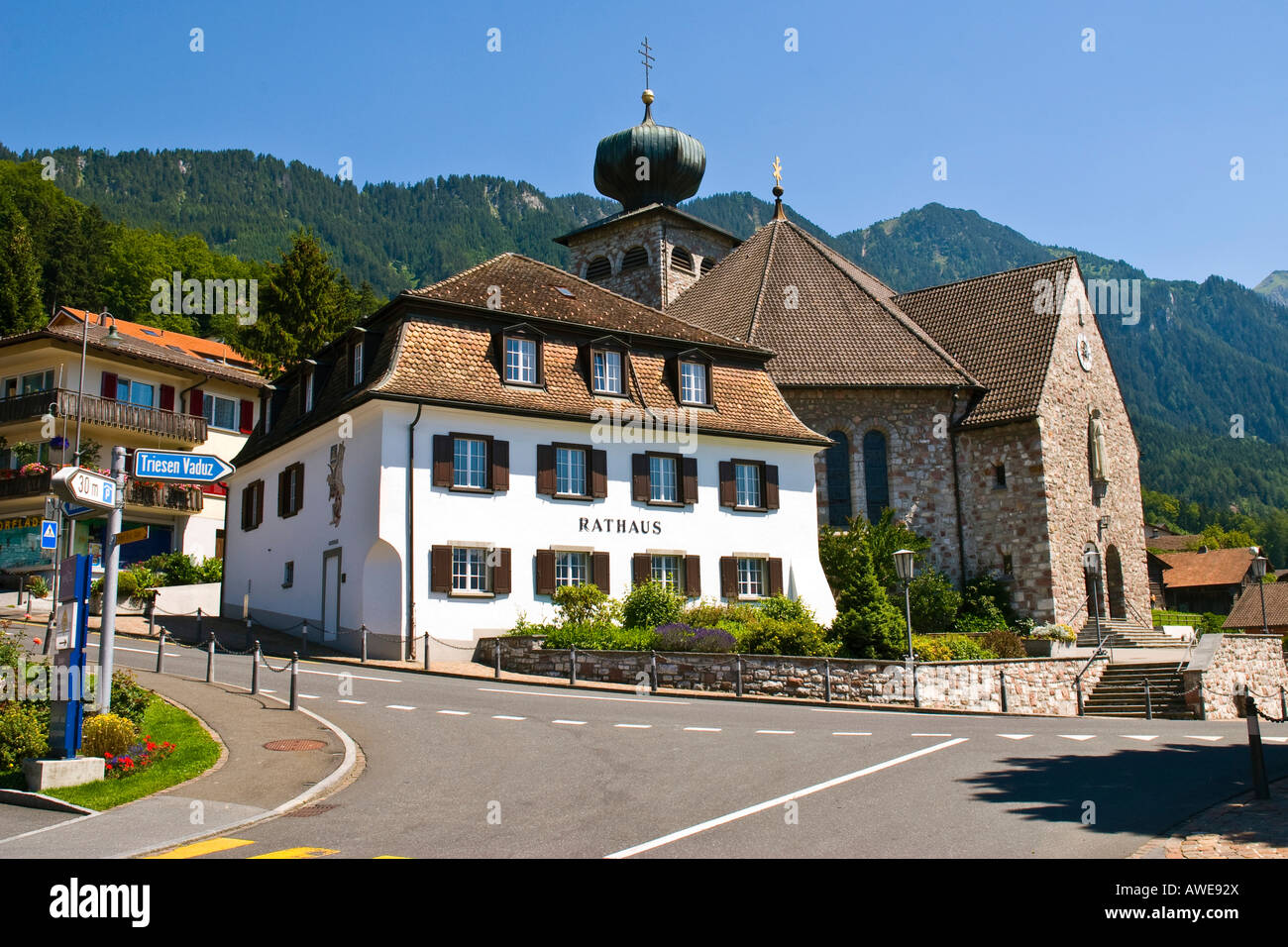 Town hall, Triesenberg, Liechtenstein, Europe Stock Photo - Alamy