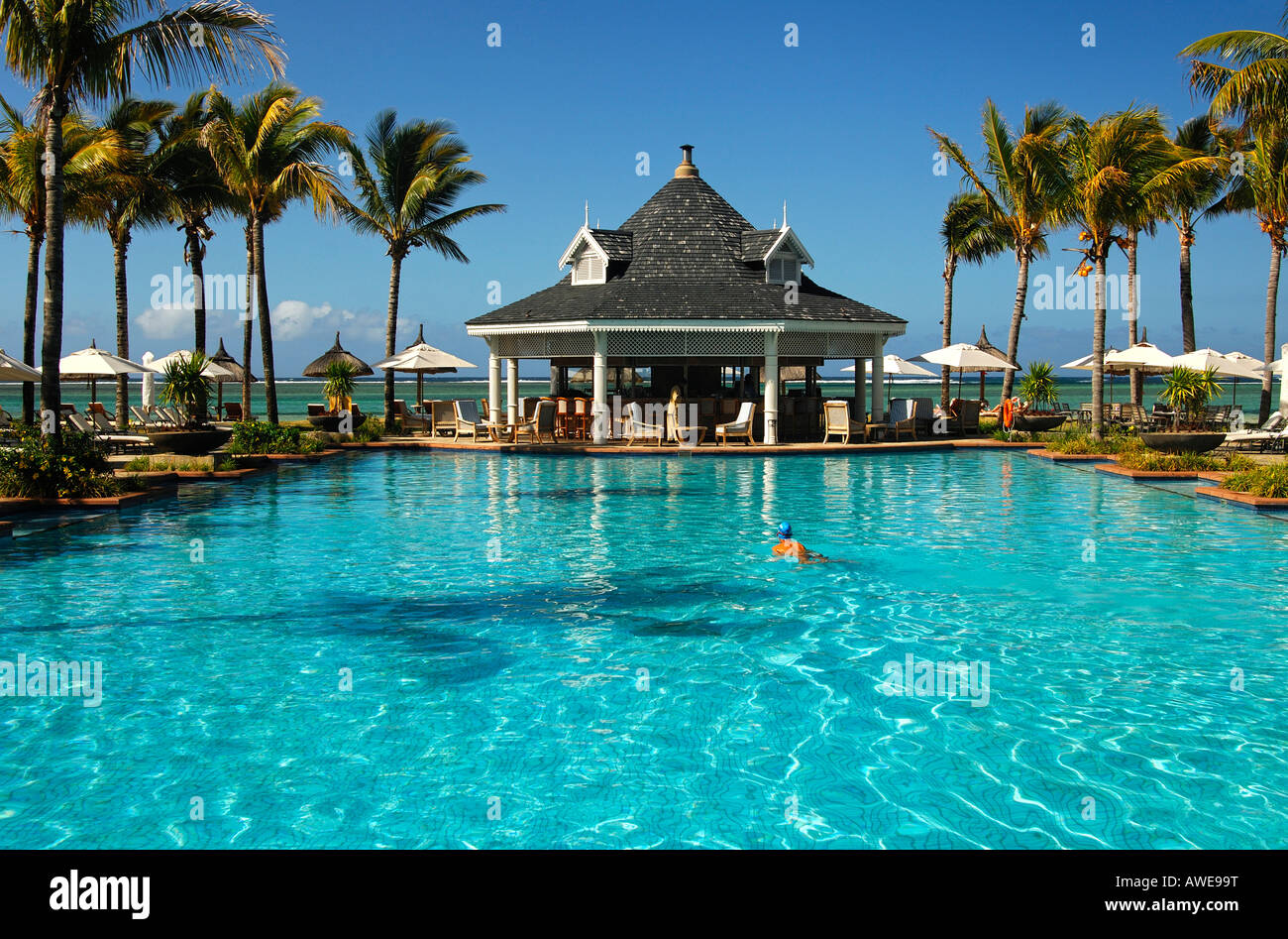 Swimming pool, Resort Le Telfair, Mauritius Stock Photo - Alamy