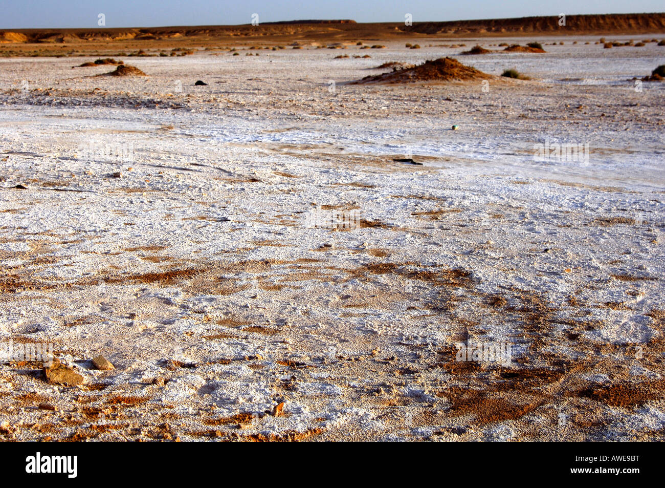 Landscape with natural salt efflorescence near Darj, Libya Stock Photo ...