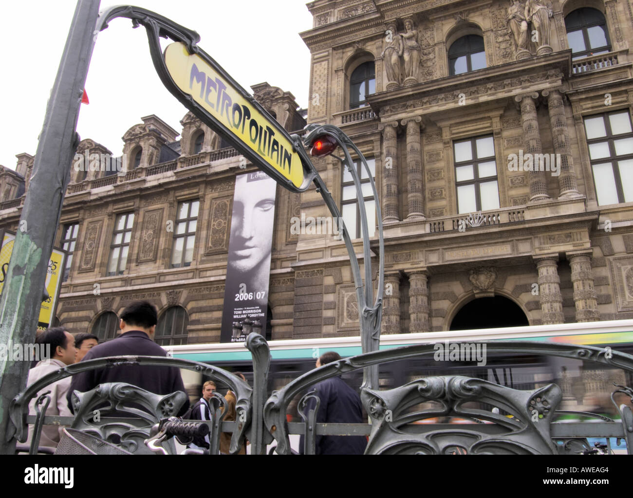 Palais Royale Musee de Louvre metro station and sign outside main ...