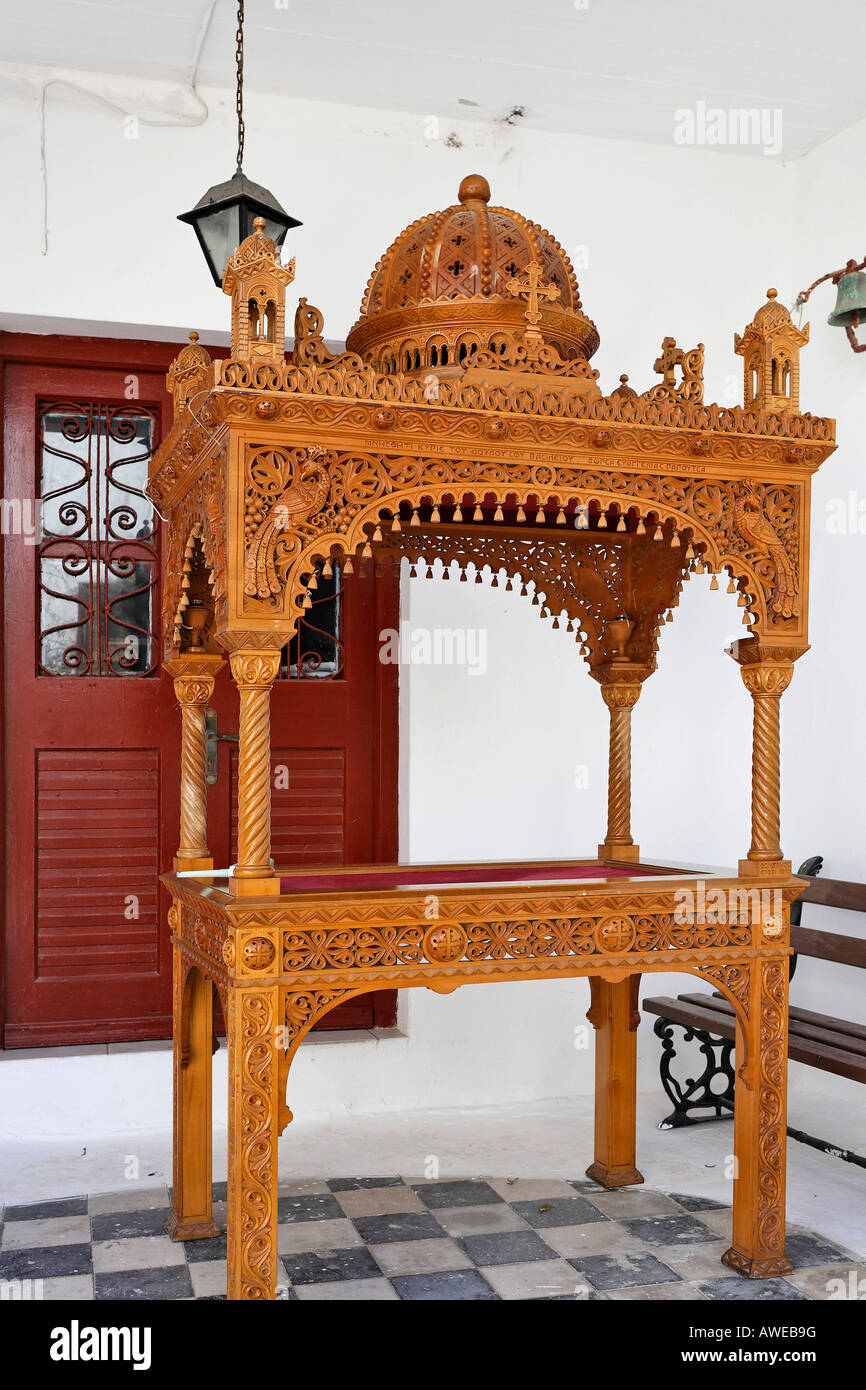 Canopy of the holy Trapeza at the Panajia-Tourliani monastery, Ano Mera ...