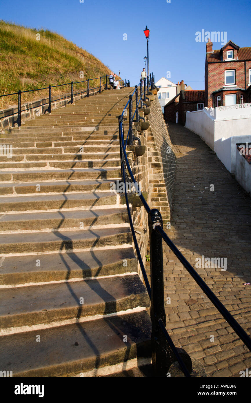 Looking up Abbey Steps in Whitby North Yorkshire England The 199 steps ...