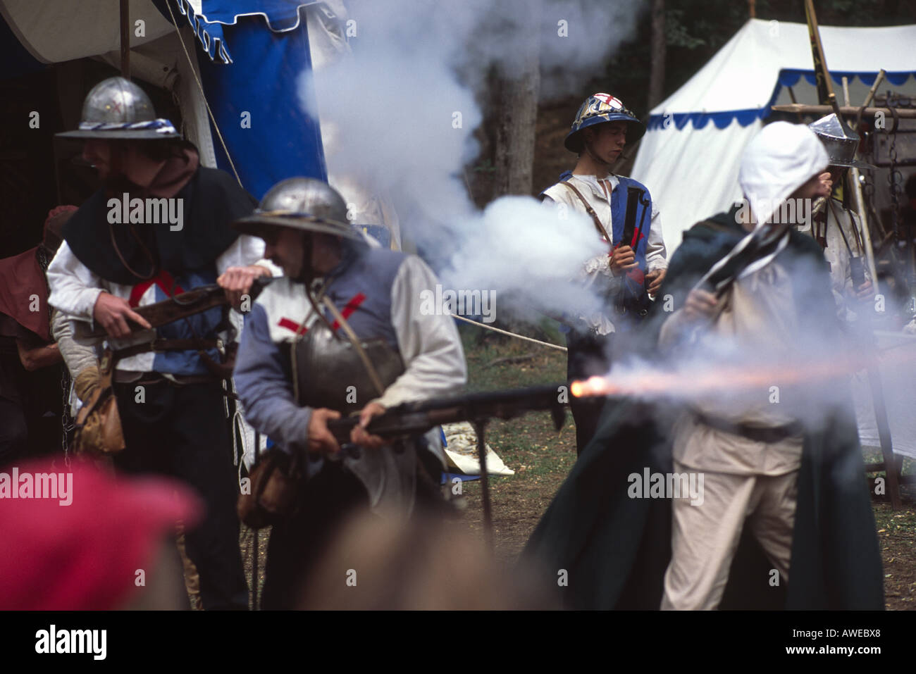 Musket fire at Creusot medieval festival, Burgundy, France Stock Photo ...