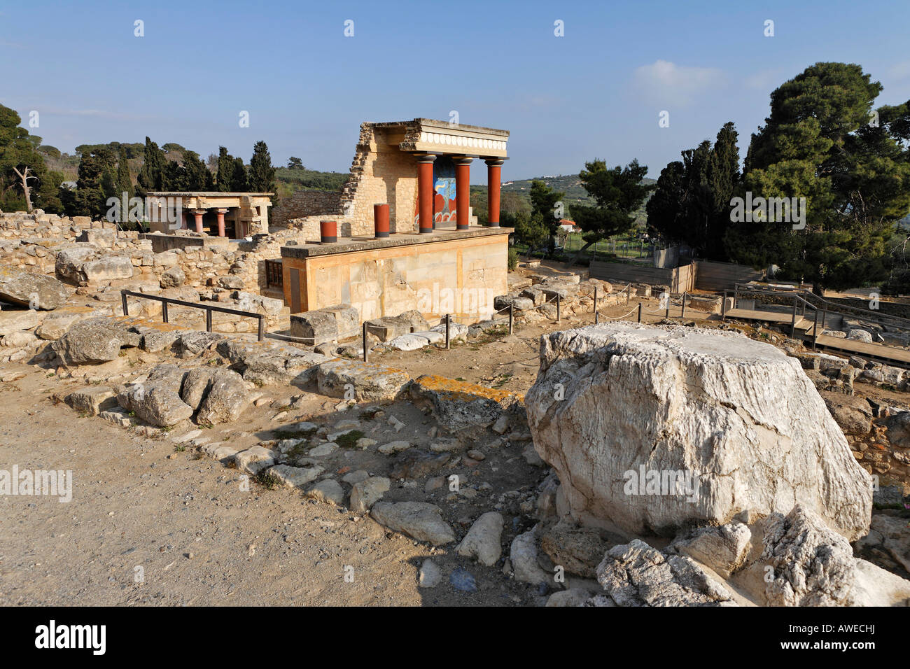 Northwest entrance to the Palace of Knossos, Crete, Greece, Europe ...