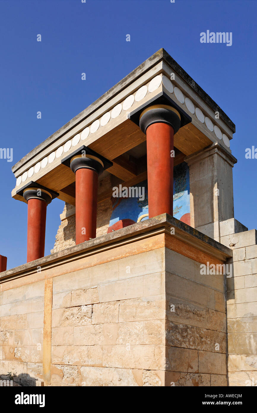 Northwest entrance to the Palace of Knossos, Crete, Greece, Europe ...
