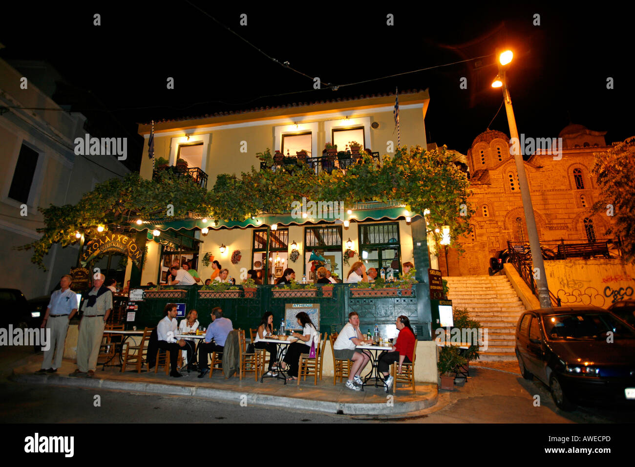 greece attica athens plaka exterior of traditional greek ouzeri at ...