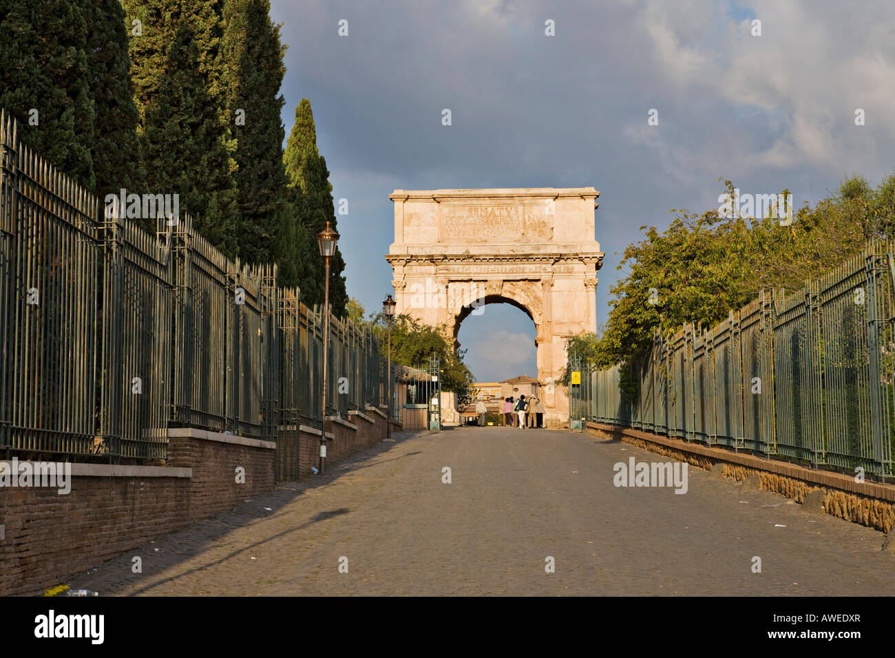 Via Sacra road leading to the Arch of Titus, Rome, Italy, Europe Stock ...