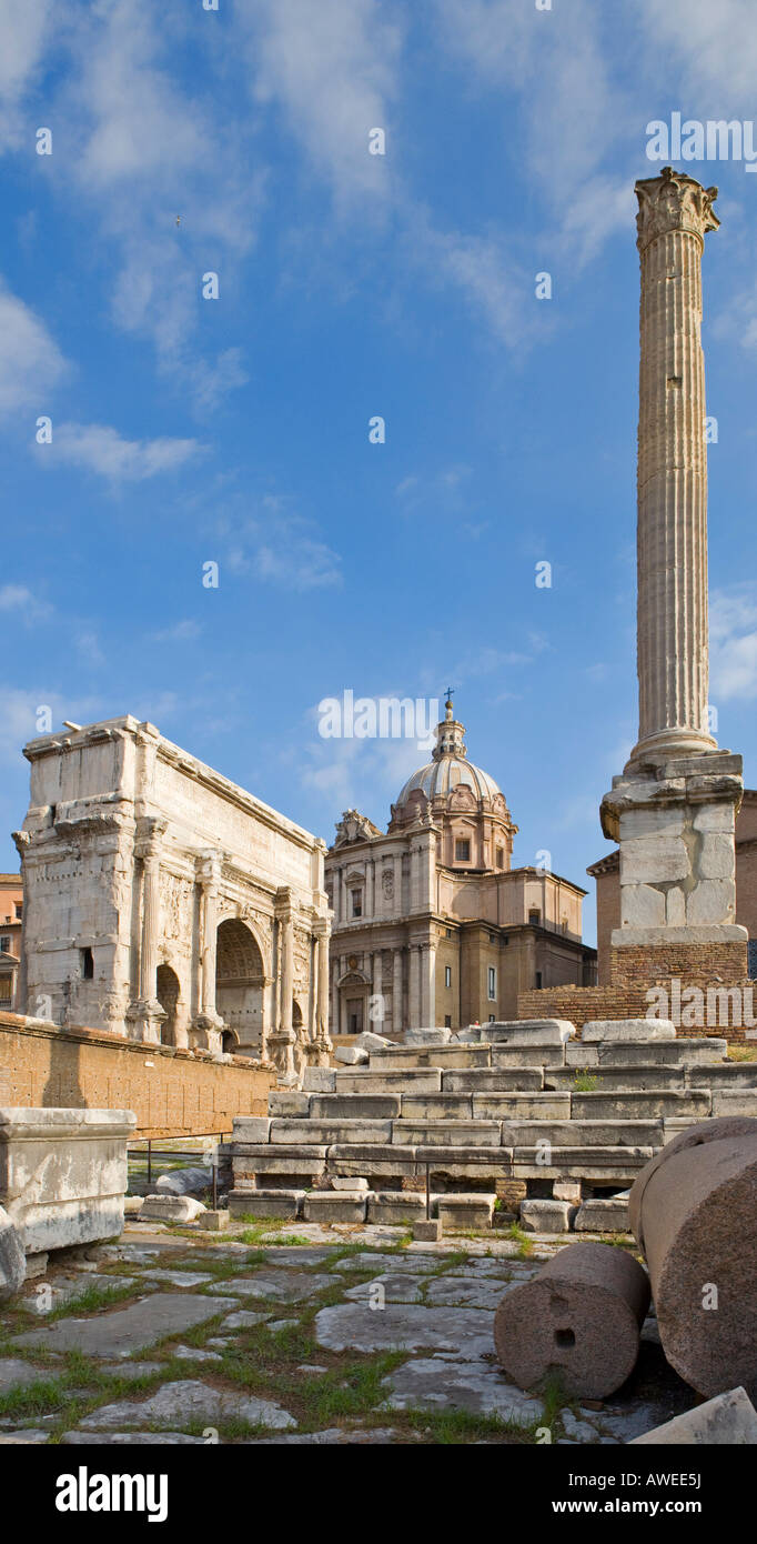 Column of Phocas and the Arch of Septimius Severus, Forum Romanum, Rome ...