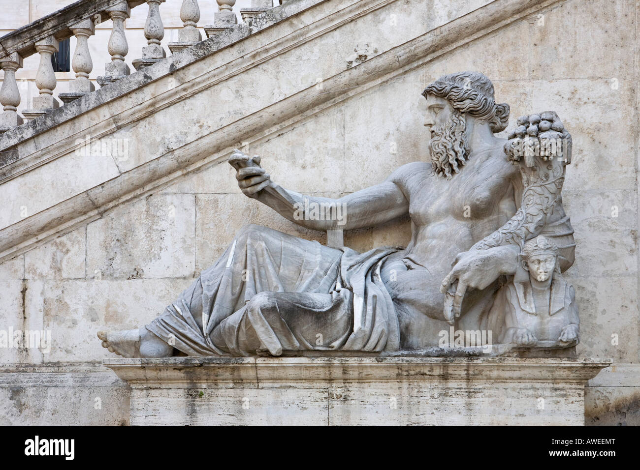 Antique river god in front of Senator's Palace at Capitol Square, Rome ...