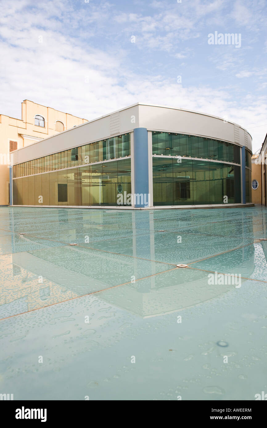 Modern glass roof of the Capitoline Museums in Palazzo Caffarelli, Rome ...