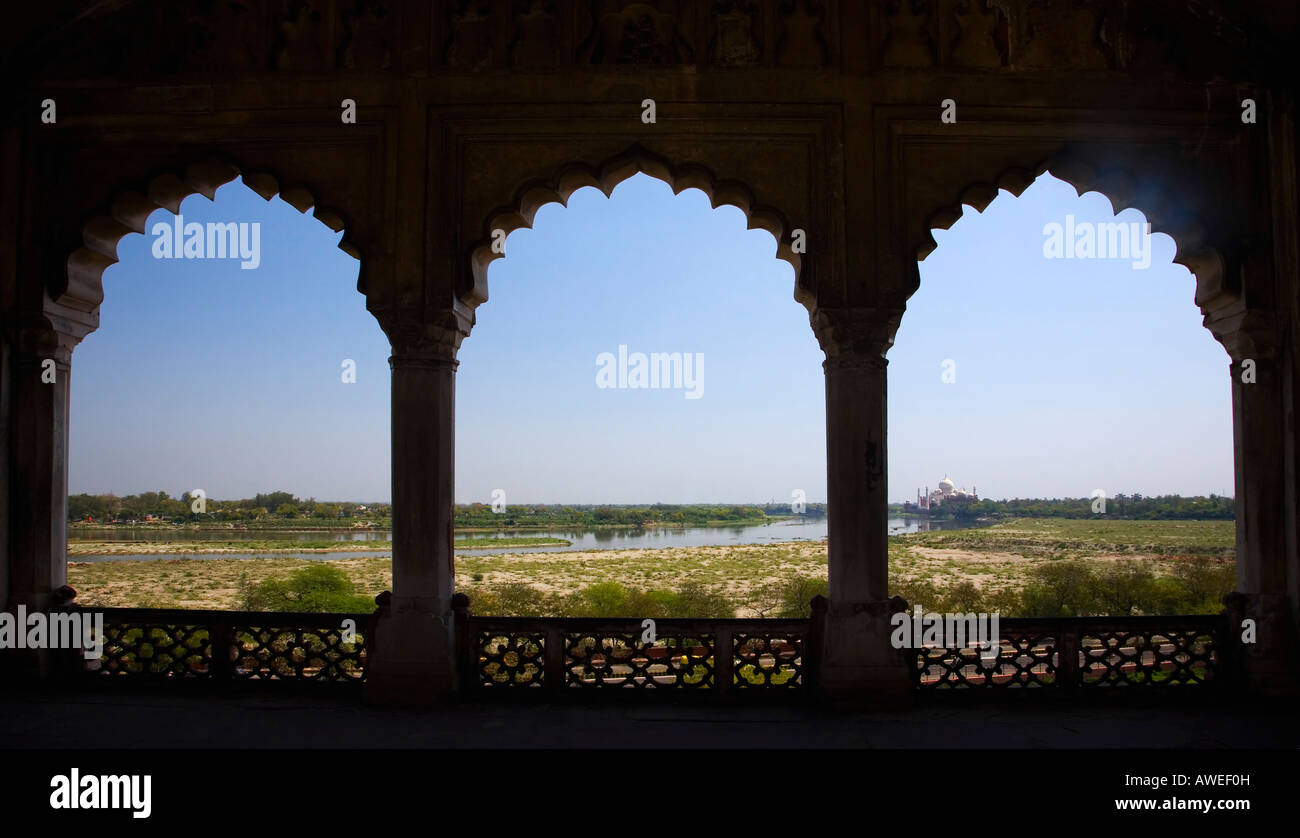 View from Musamman Burj looking to the Taj Mahal Red Fort complex a ...