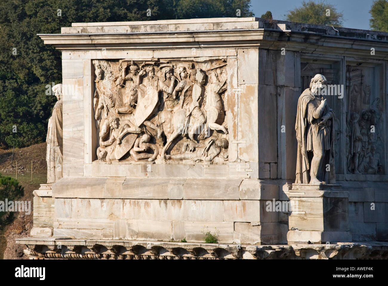 Reliefs on the upper part of the Arch of Constantine as seen from the ...