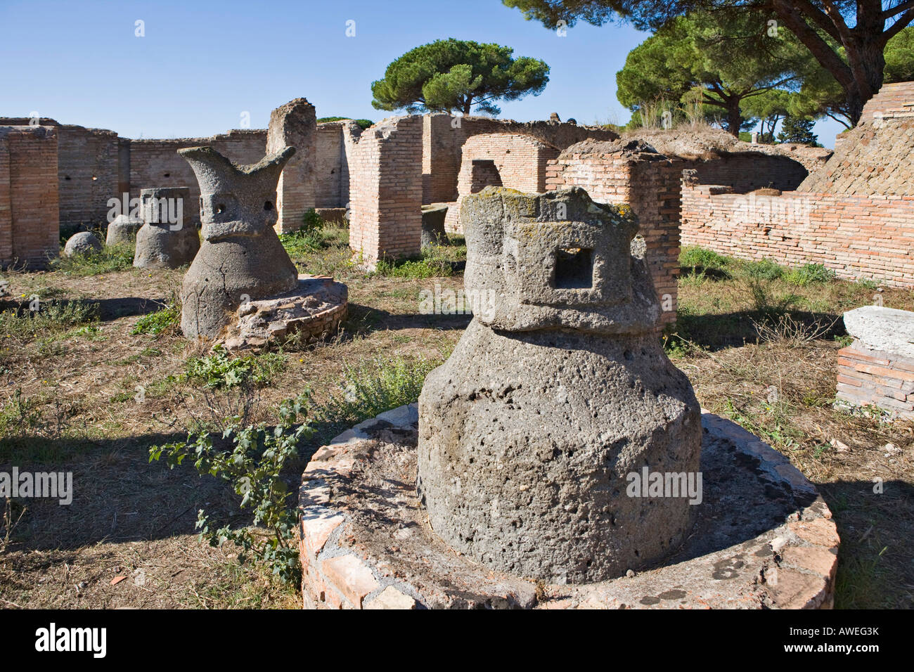 Flour mills at Ostia Antica archaeological site, Rome, Italy, Europe ...