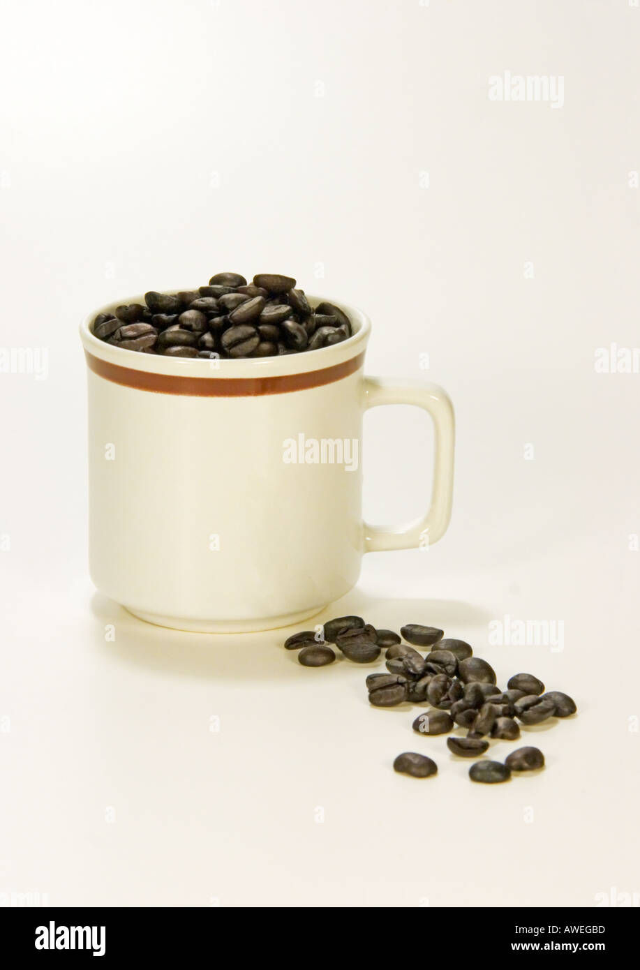 Coffee Mug and Coffee Beans on Neutral Background Stock Photo - Alamy