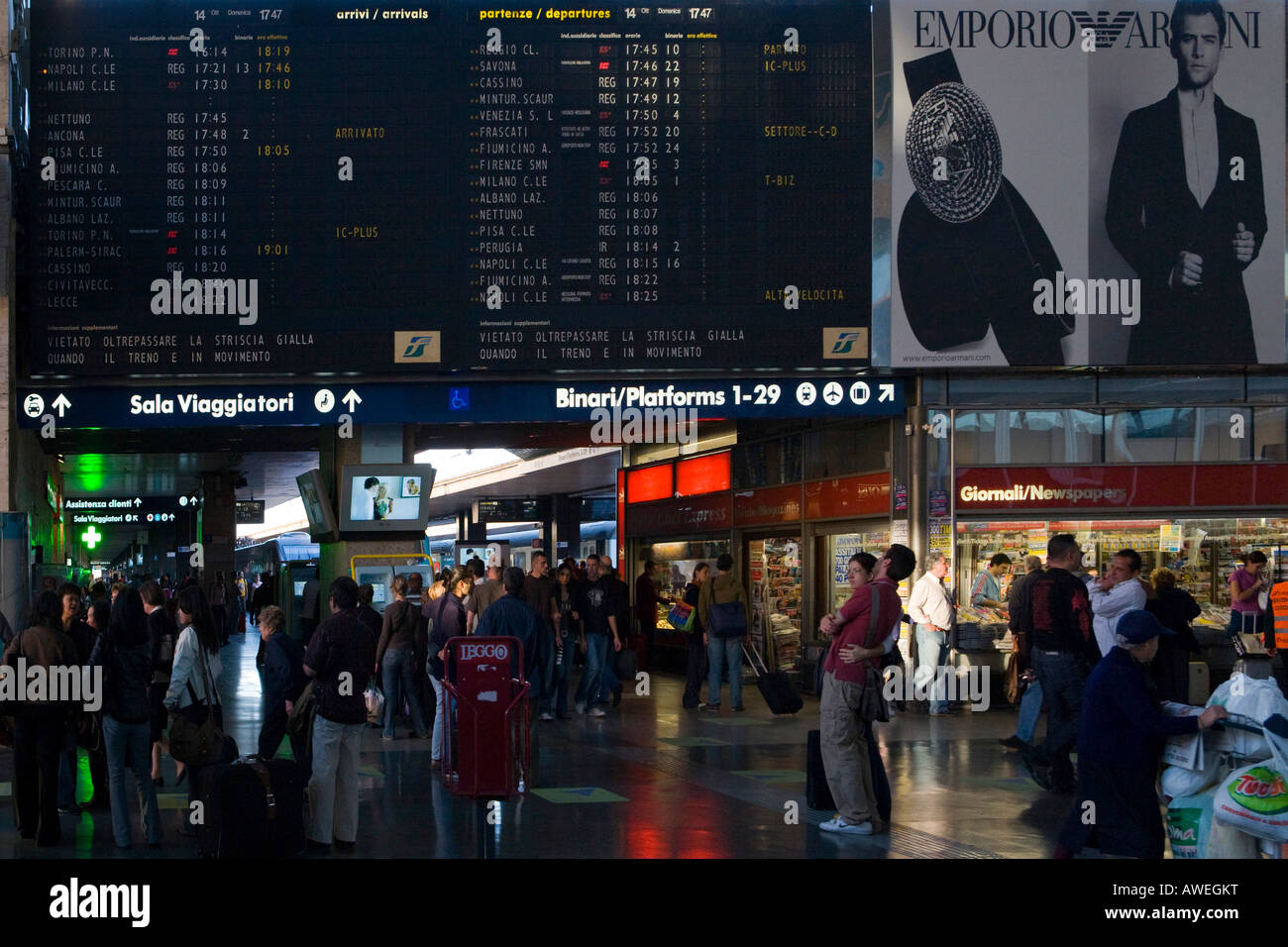 Interior view Roma Termini central rail station, Rome, Italy, Europe ...