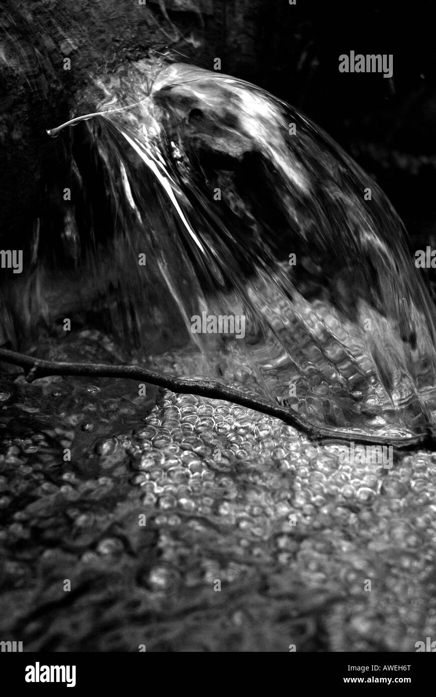 Water falling into pond Black and White Stock Photos & Images - Alamy