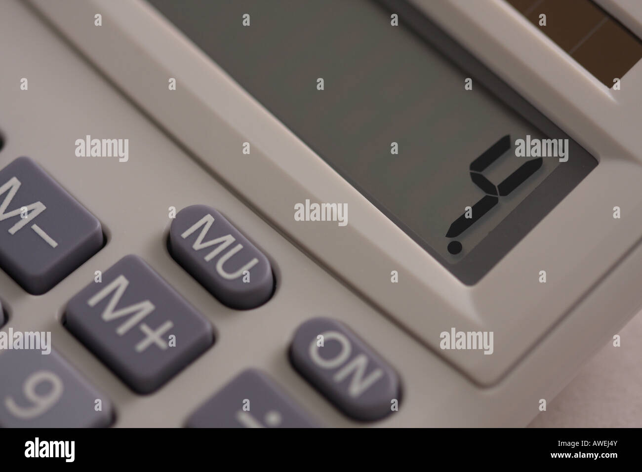 Close up of calculator displaying number 4 Stock Photo - Alamy