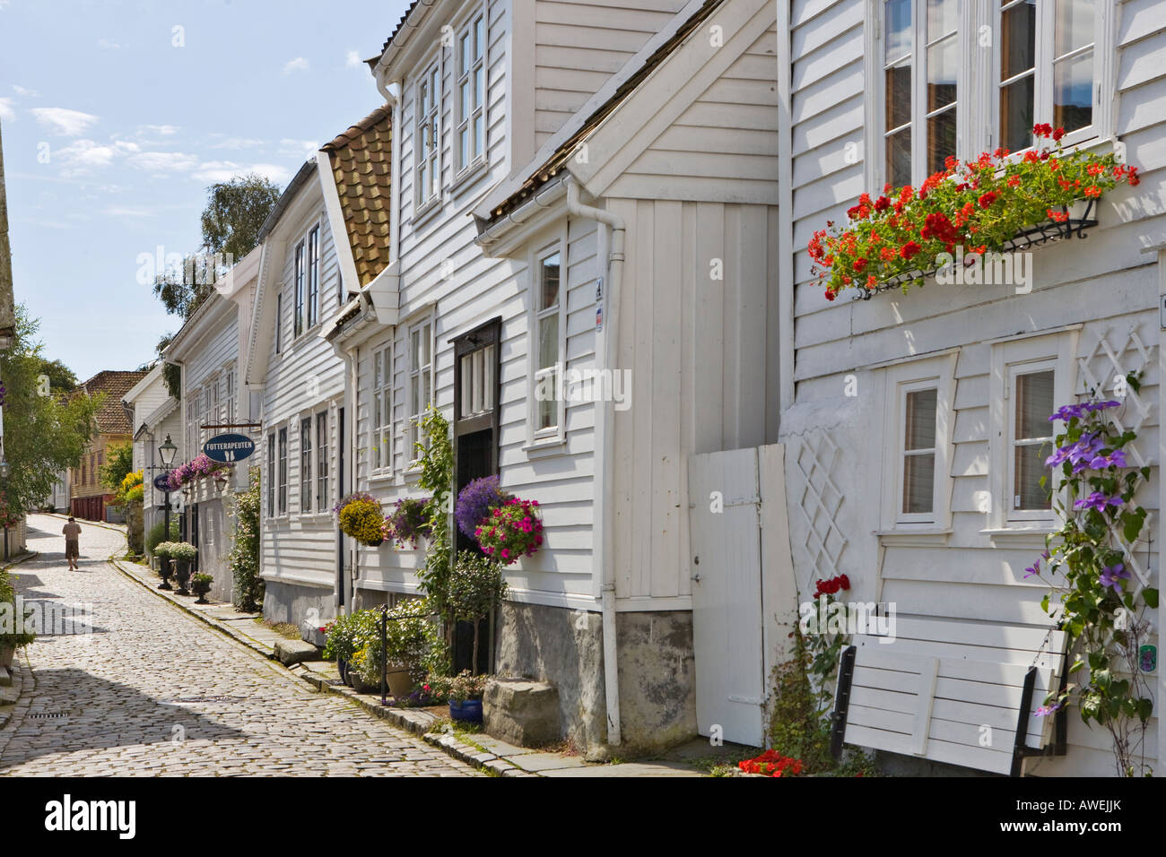 Beautiful old wooden houses in Old Stavanger, the historic centre of ...