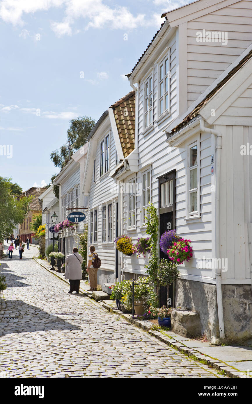 Beautiful old wooden houses in Old Stavanger, the historic centre of ...