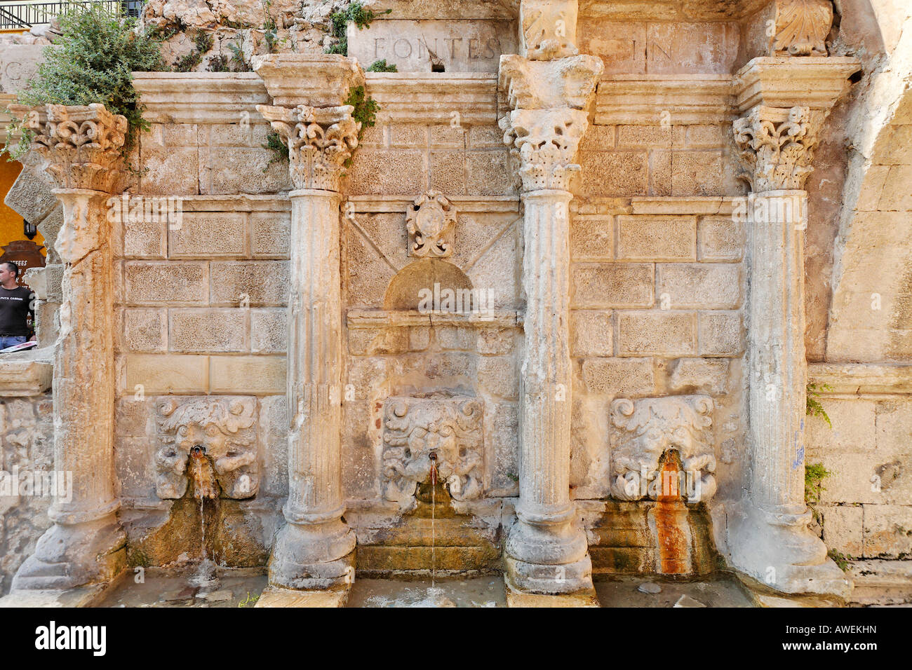 Roman decorations, Arimondi Fountain in Rethymno, Crete, Greece, Europe ...