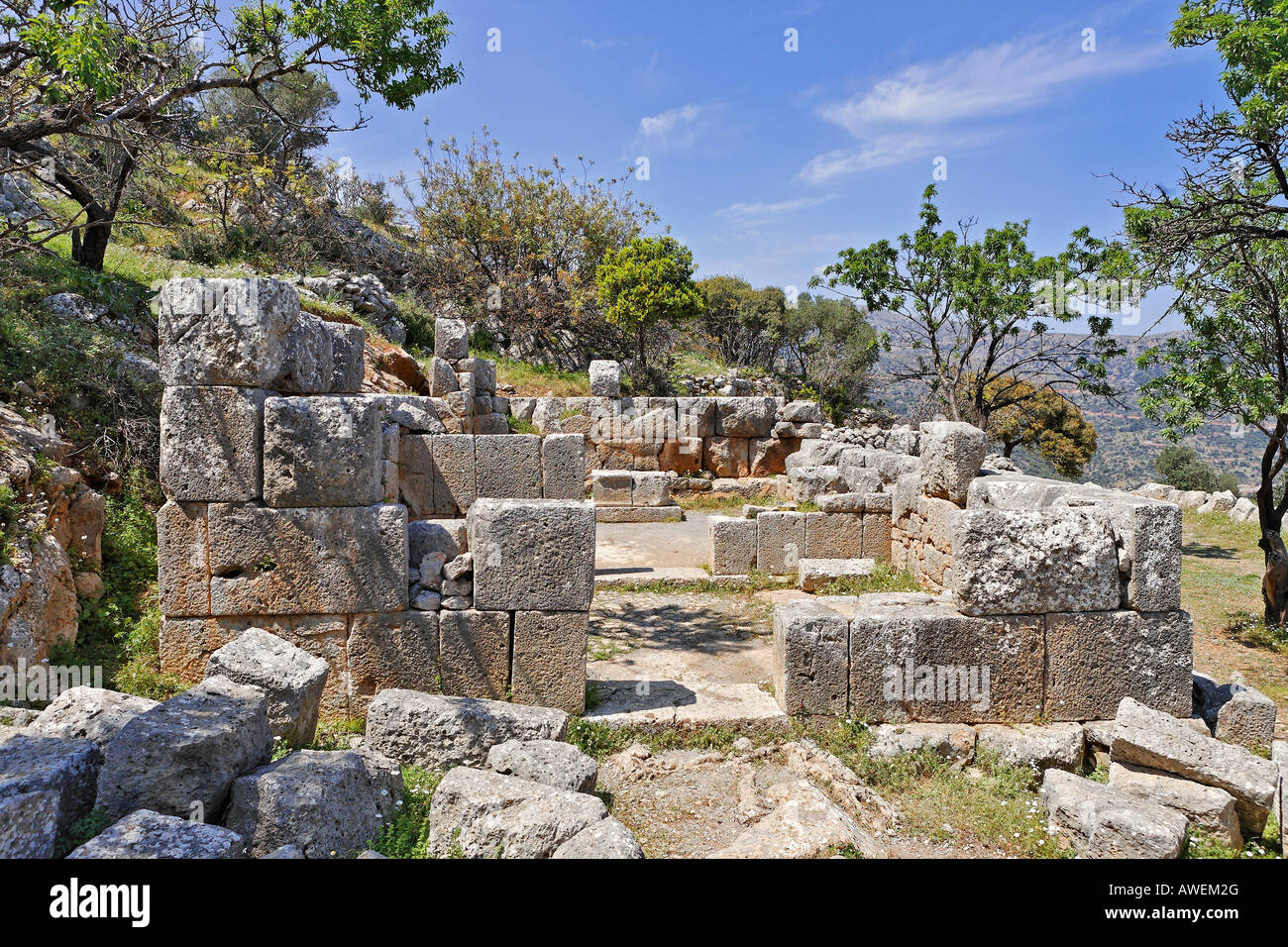 Temple ruins dating to the fifth century BC (Doric period) in Lato ...