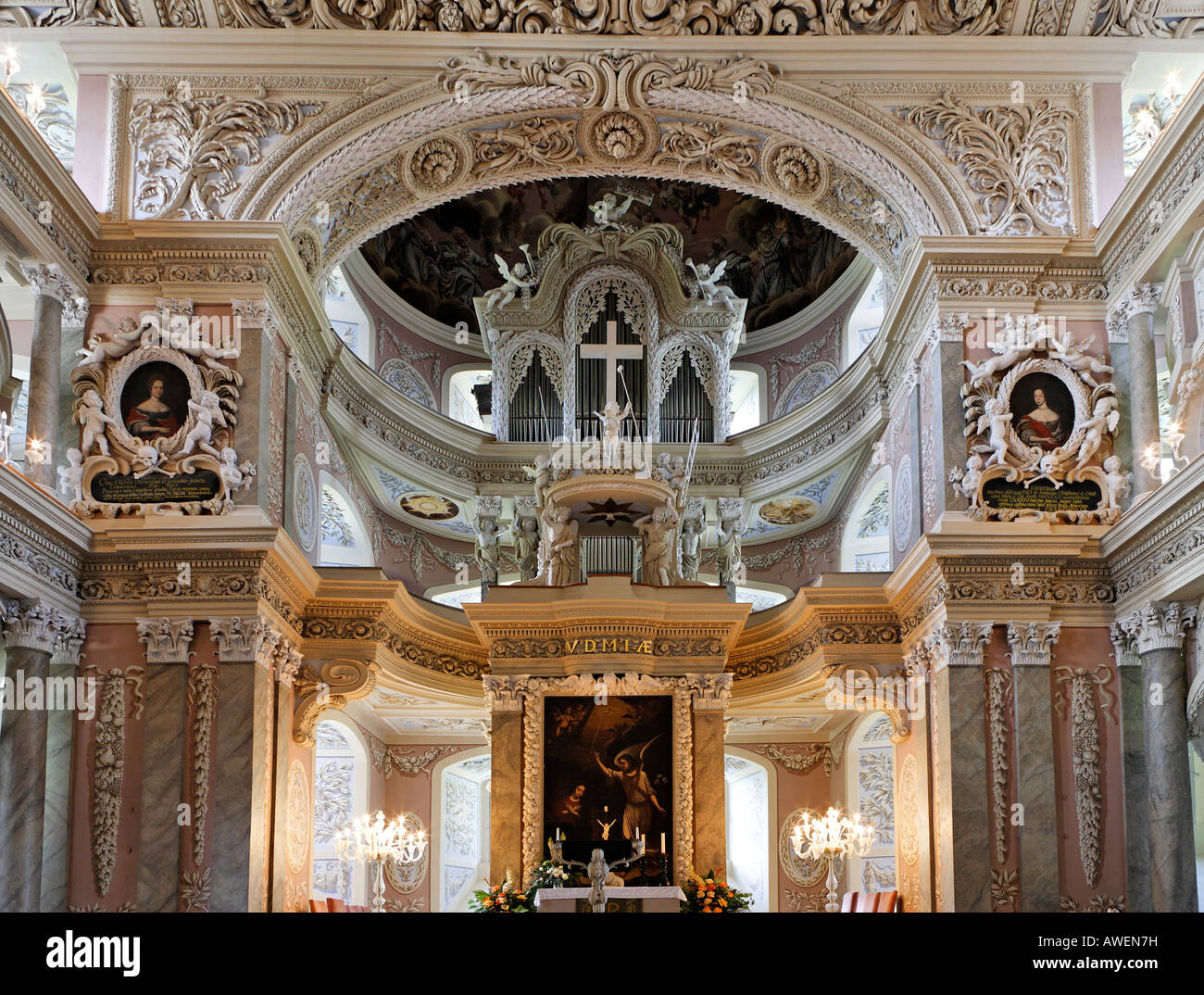 Interior view of the baroque palace church in Eisenberg, Thuringia ...