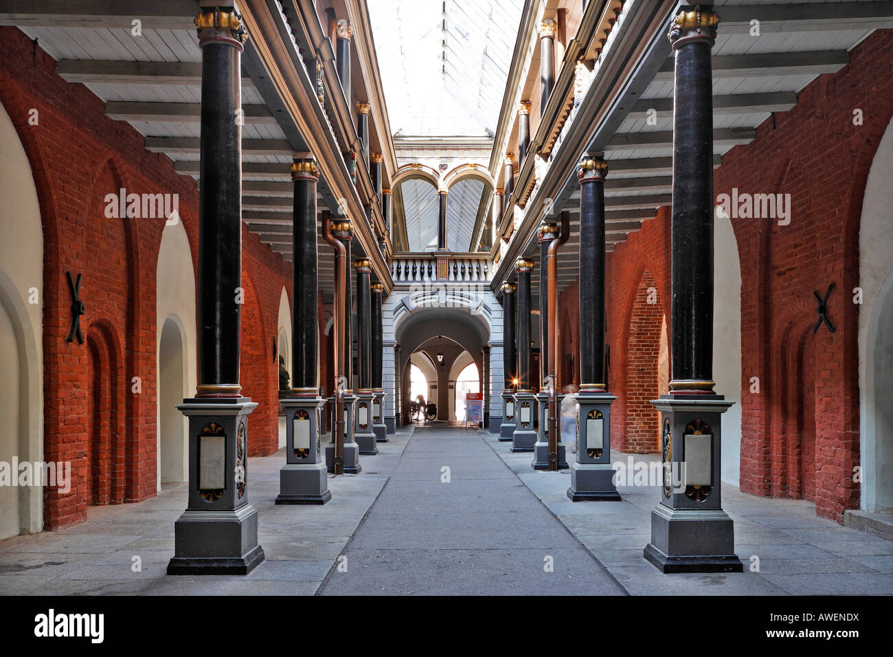 Pillared walkway connecting town hall to St. Nicholas Church in ...