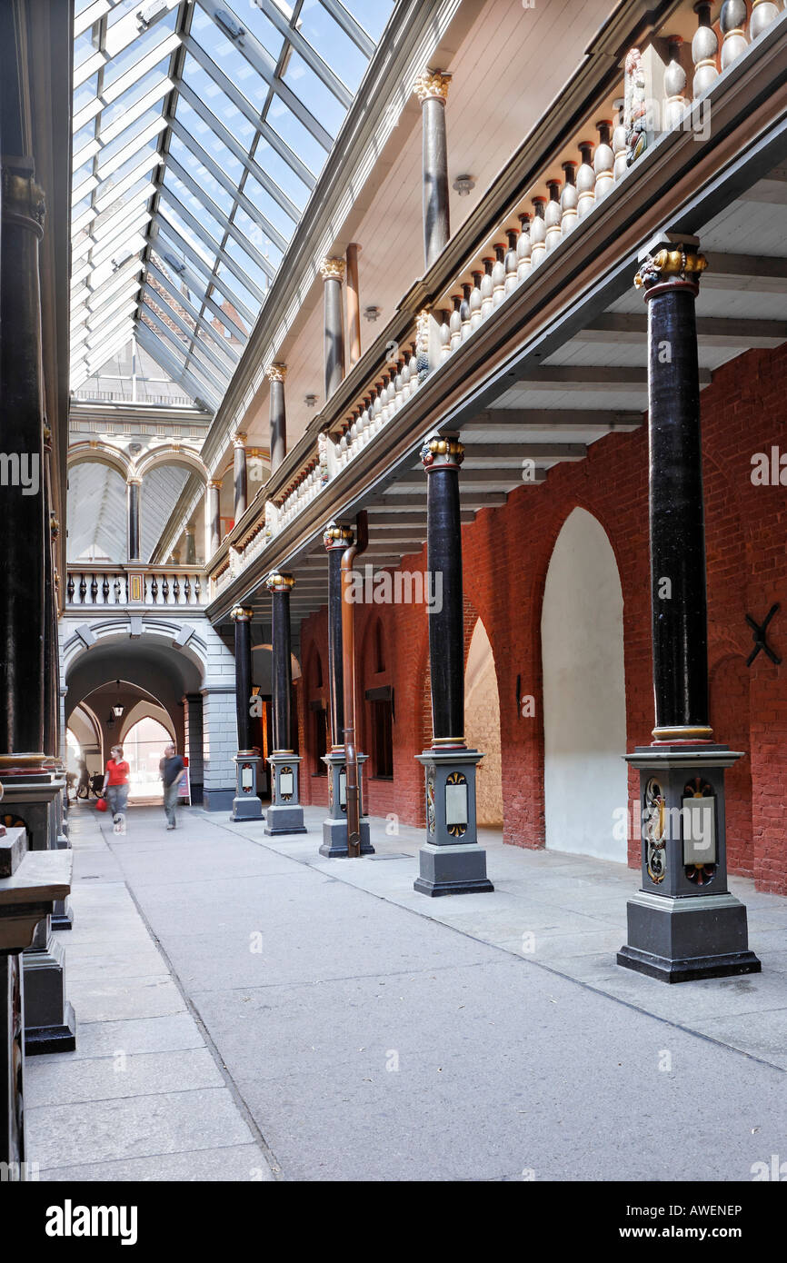 Pillared walkway connecting town hall to St. Nicholas Church in ...