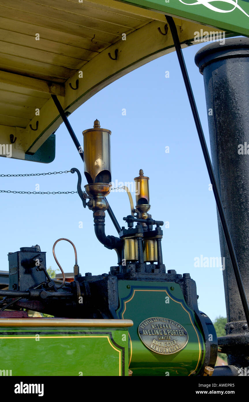 Abstract close up image of the front of a vintage steam engine showing ...