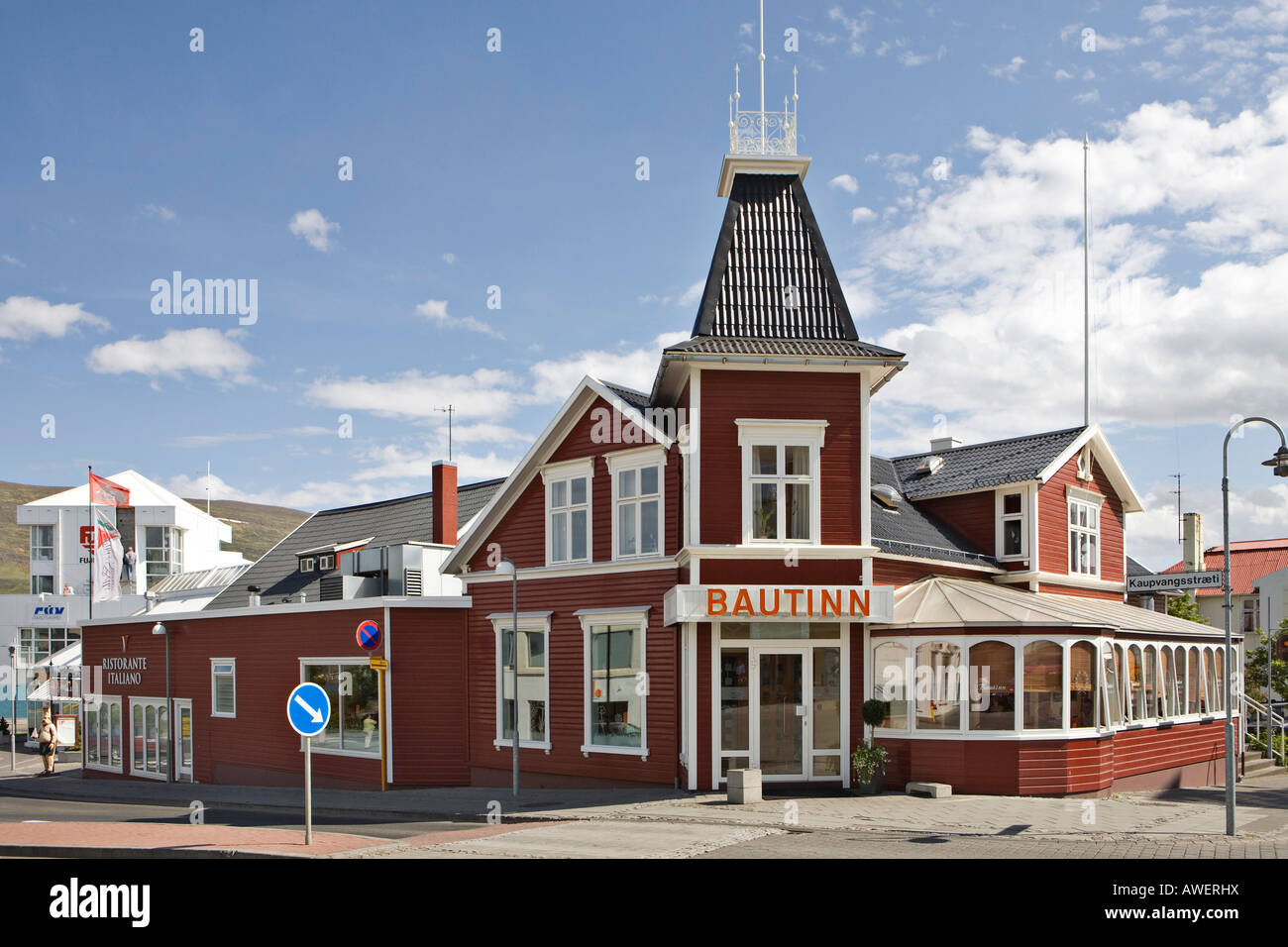 Bautinn restaurant, Akureyri, northern Iceland, Iceland, Atlantic Ocean ...
