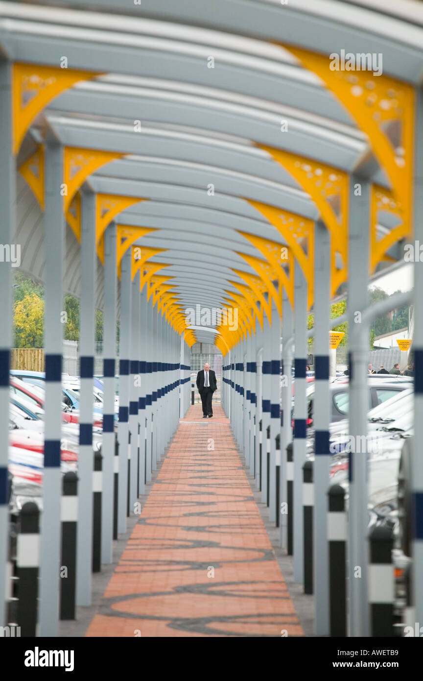 A walkway through a car park in a new Park and Ride scheme in ...