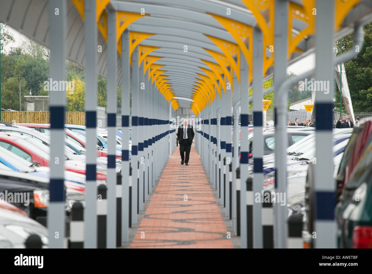 A walkway through a car park in a new Park and Ride scheme in ...