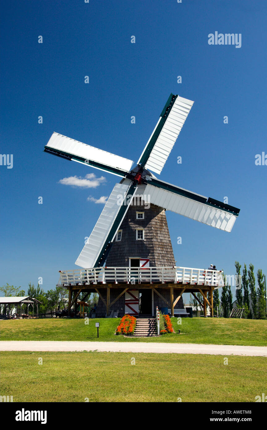 The windmill landmark of The Mennonite Heritage Village in Steinbach ...
