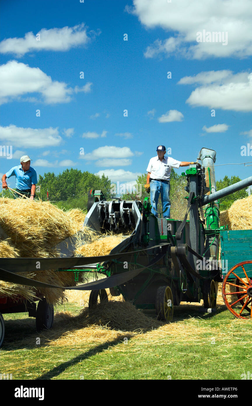 Threshing demonstration with steam engine at The Mennonite Heritage ...
