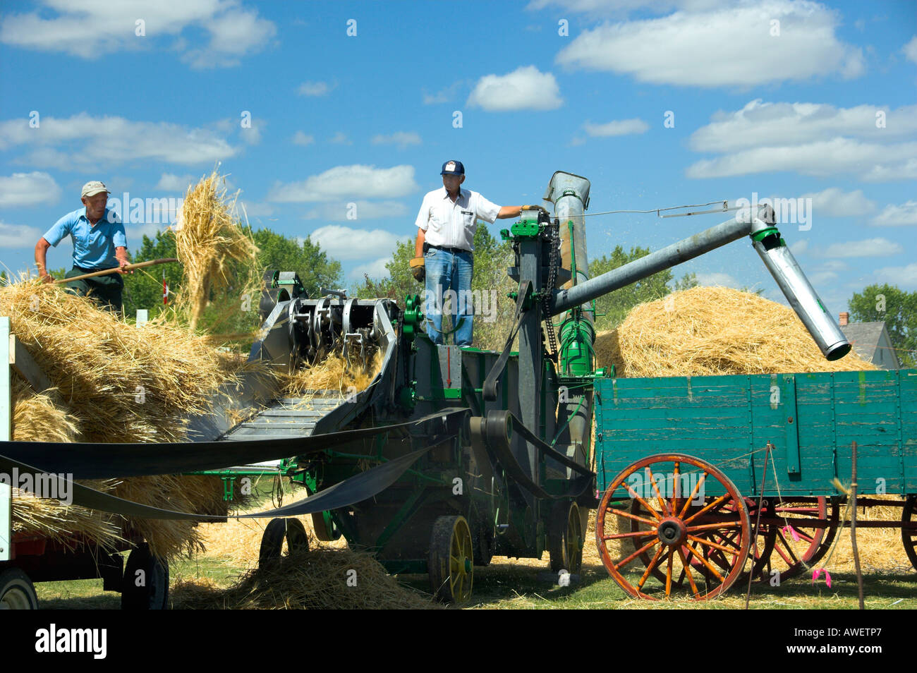 Threshing demonstration with steam engine at The Mennonite Heritage ...