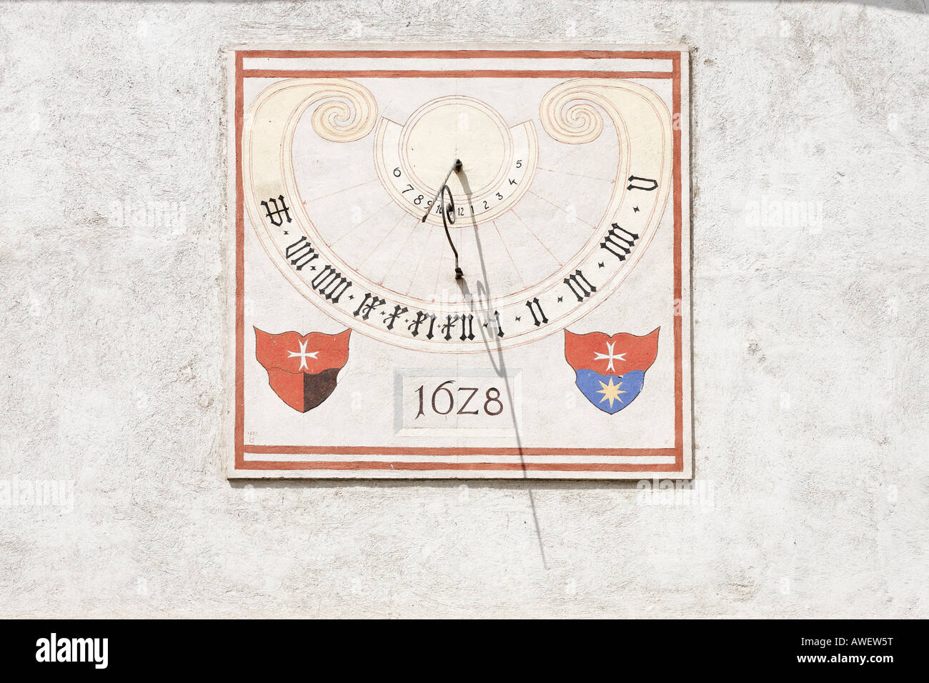 Sundial at Schloss Mailberg (Mailberg Castle), Mailberg, Lower Austria ...
