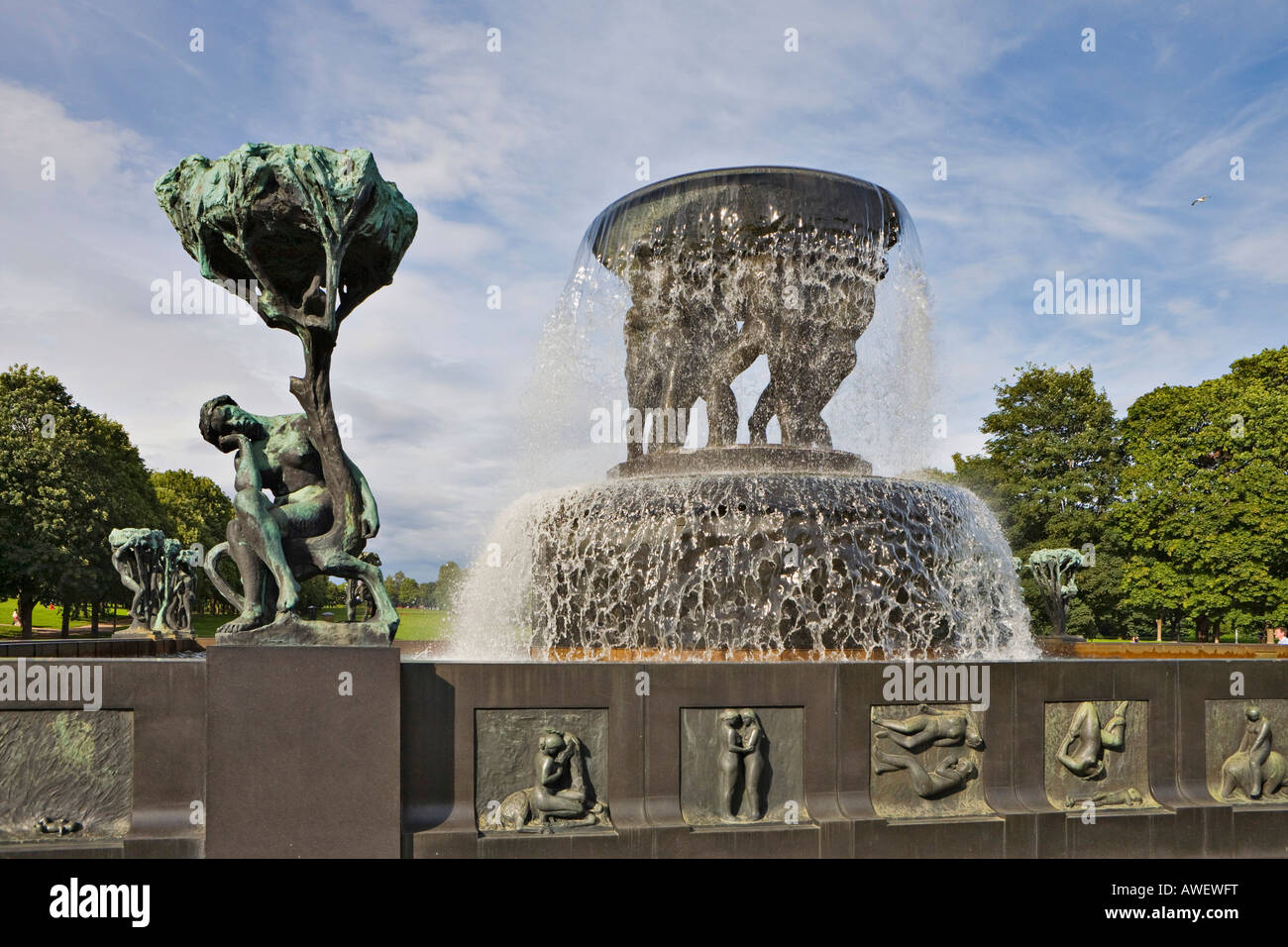 Fountain in Vigeland Sculpture Park at Frogner Park, Oslo, Norway ...