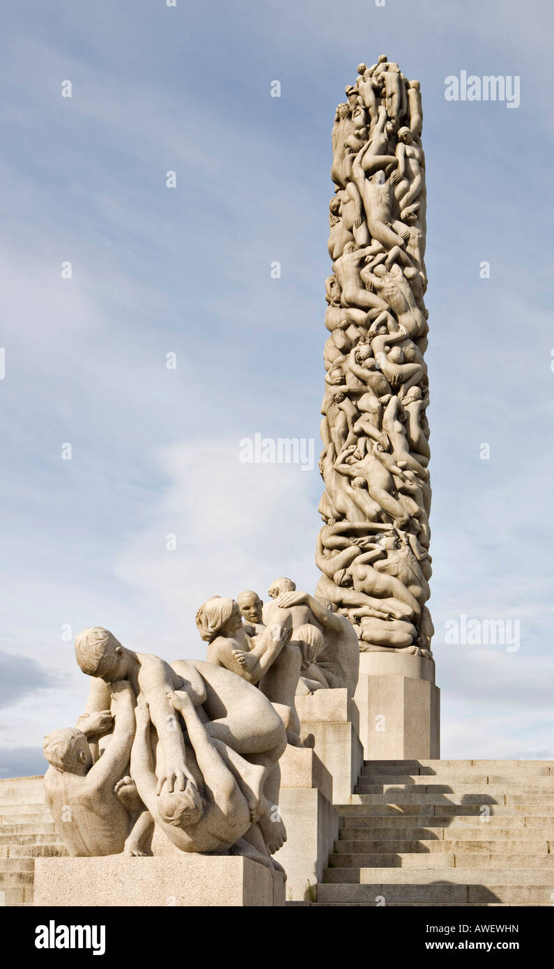 Monolithic column in Vigeland Sculpture Park at Frogner Park, Oslo ...