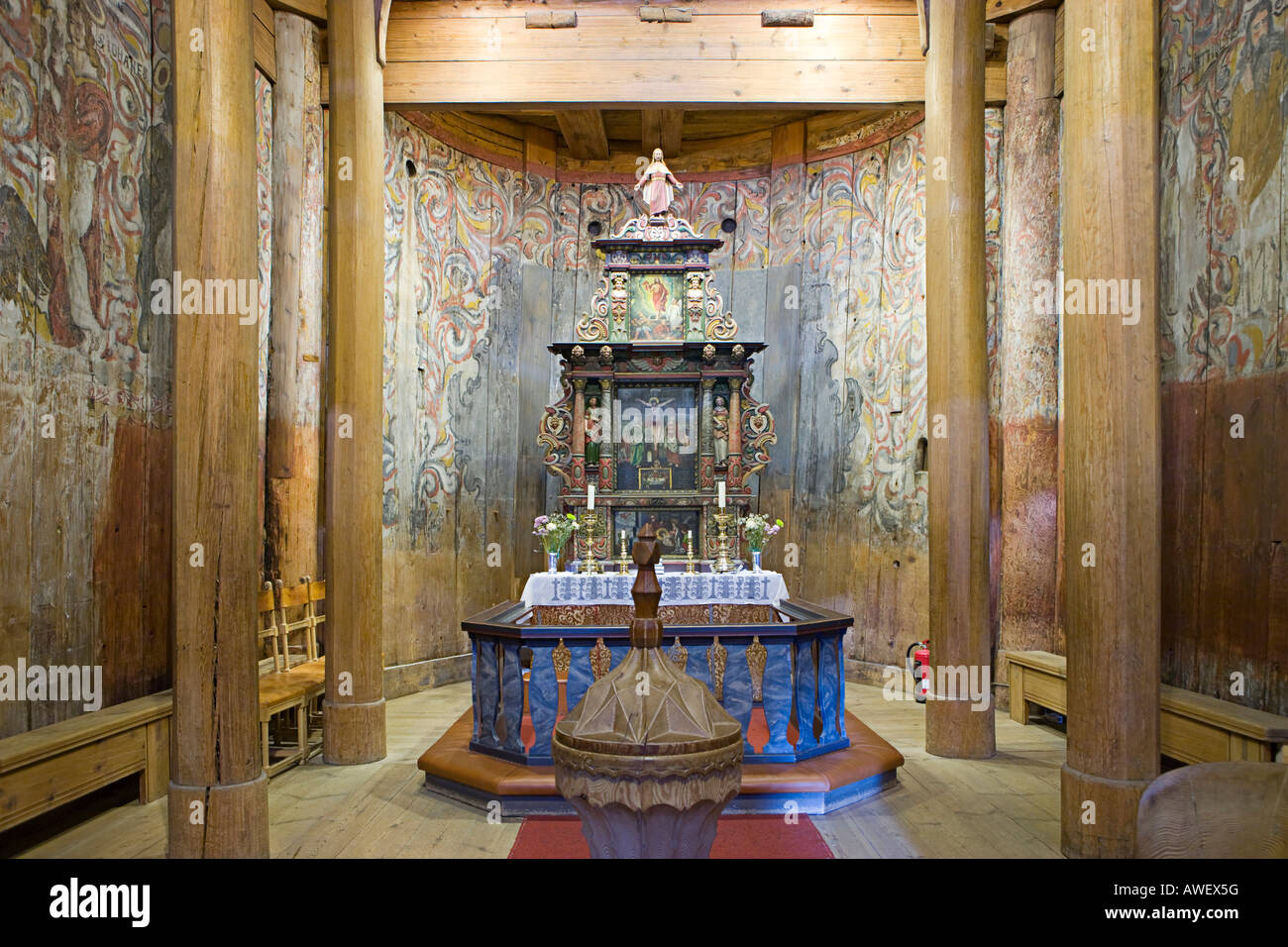 Altar, Heddal Stave Church (Heddal Stavkirke), thirteenth-century stave ...
