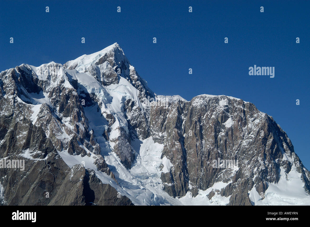 Mt. Tasman viewed from a helicopter, South Island, New Zealand, Oceania ...