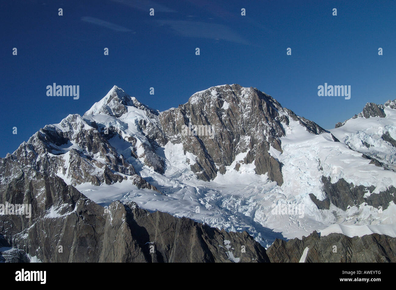 Mt. Tasman viewed from a helicopter, South Island, New Zealand, Oceania ...